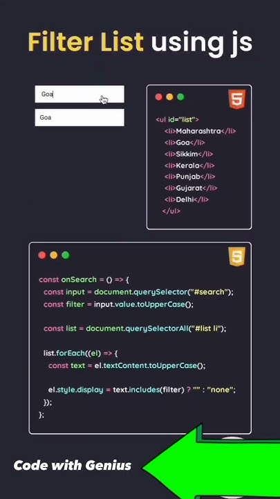 Dynamic List Filtering with JavaScript: A Step-by-Step Tutorial #shortvideo - YouTube