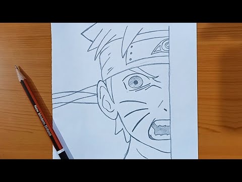 Easy anime drawing || how to draw Naruto half face drawing step-by-step ...