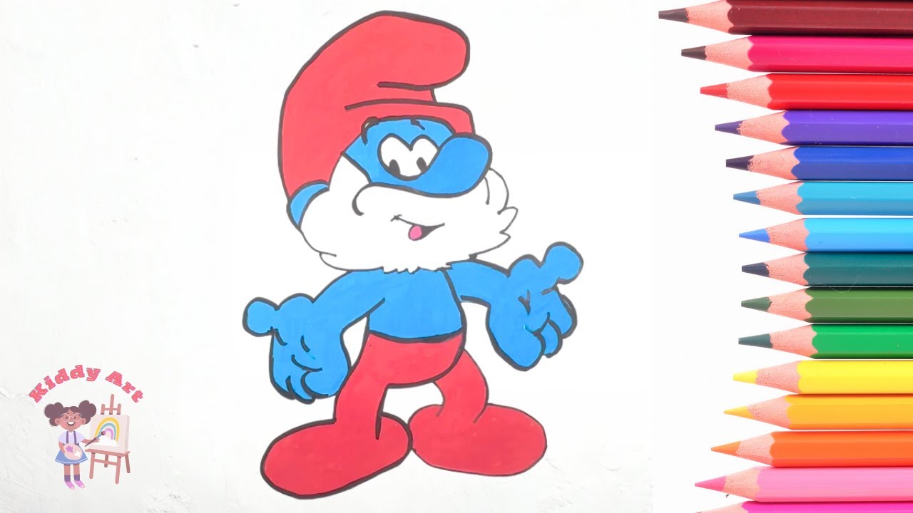 🌈 Draw and Color Papa Smurf from The Smurfs | Kids Art - YouTube