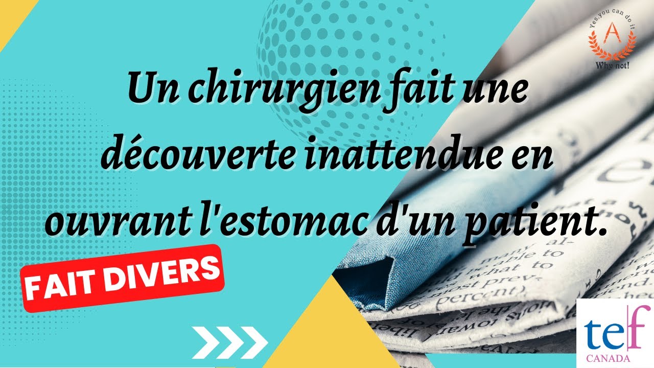 Fait Divers | Section A Writing | Fait Divers Playlist | TEF Canada ...