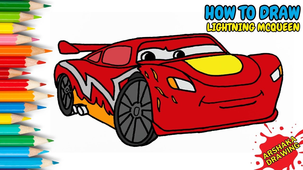 How to Draw Lightning McQueen from Pixar Cars | Tokyo Mater - YouTube