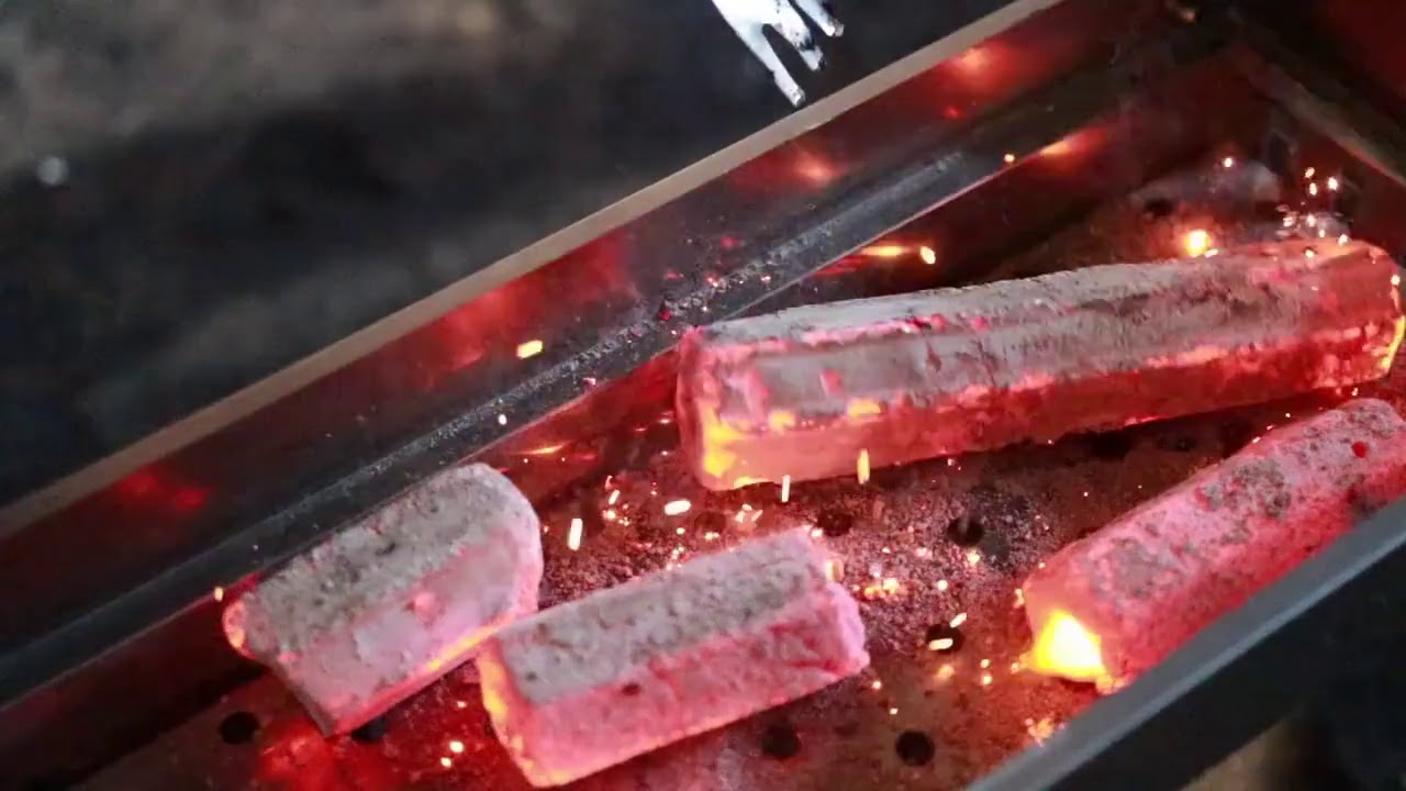 The combustion process of Hexagonal BBQ Charcoal - YouTube