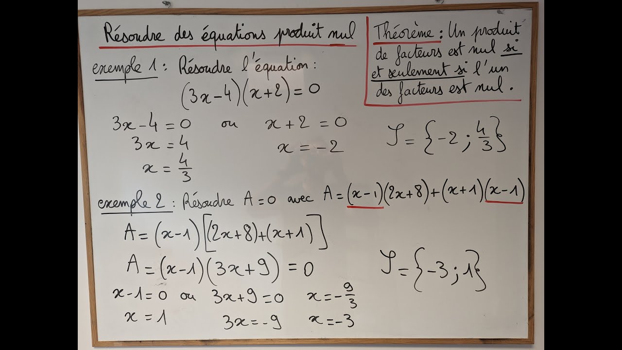 Résoudre des équations produit nul. - YouTube