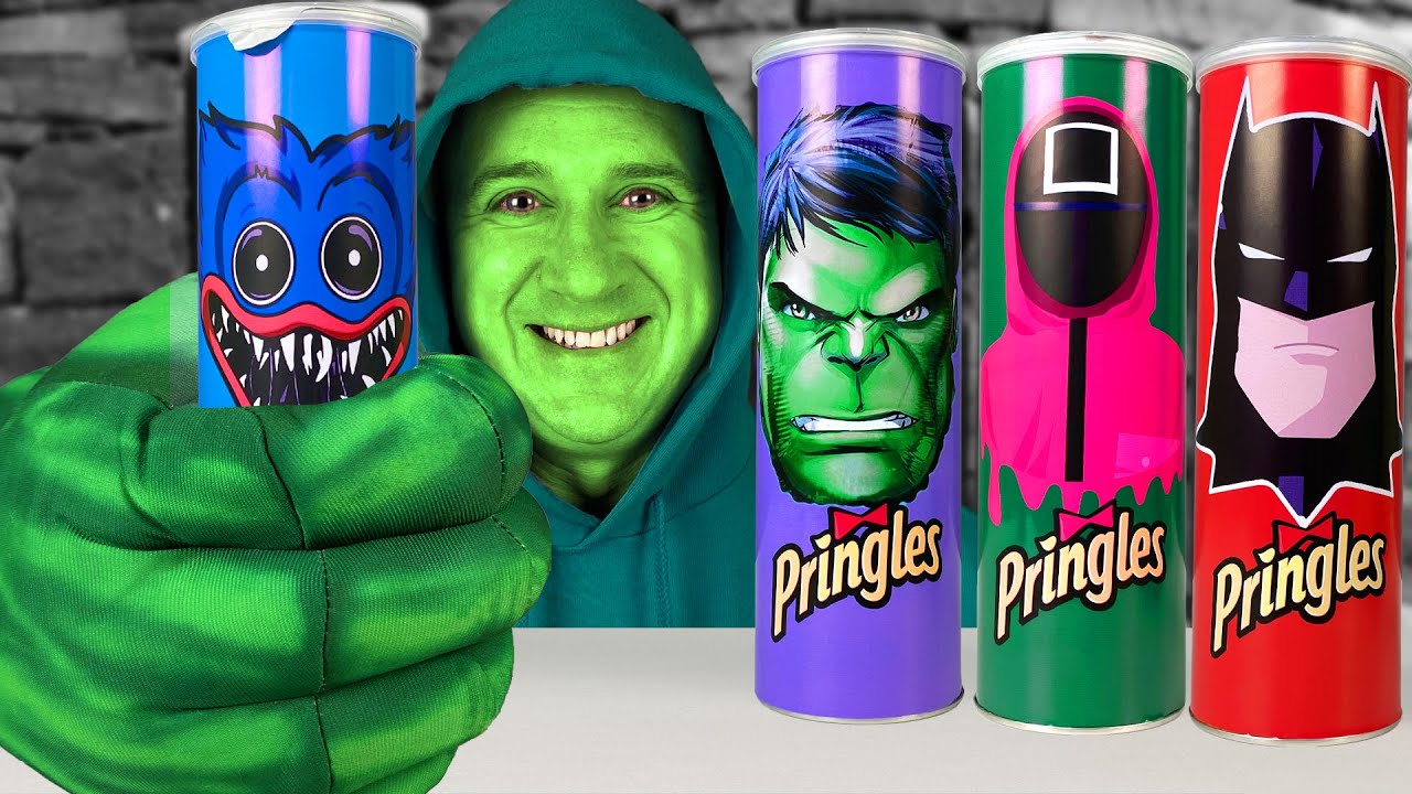 프링글스를 먹으면 무엇으로 변할까요! 알리의 마법 Mukbang Giant Pringles with Huggy Wuggy and ...