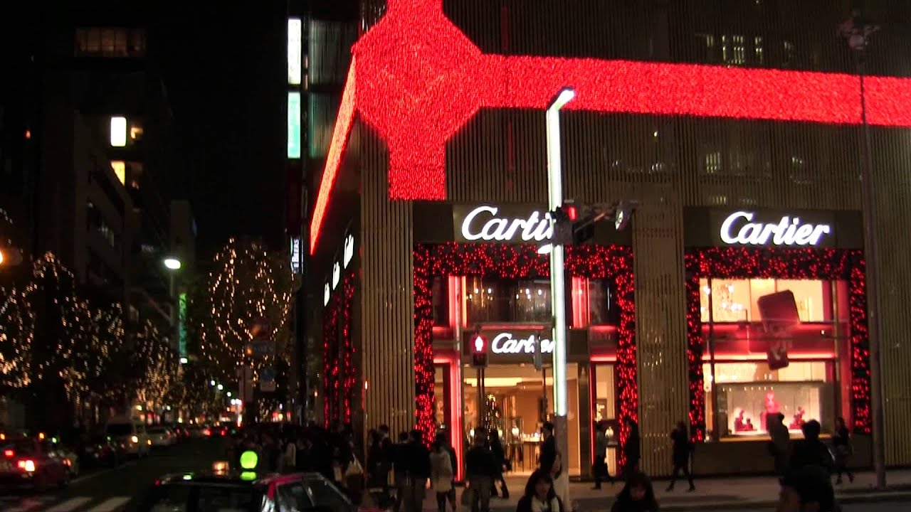 Beautiful Cartier Store Christmas Lights Ginza Tokyo Japan 1900 - YouTube