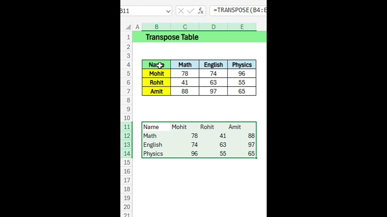 Transpose Table in Seconds in Excel - YouTube