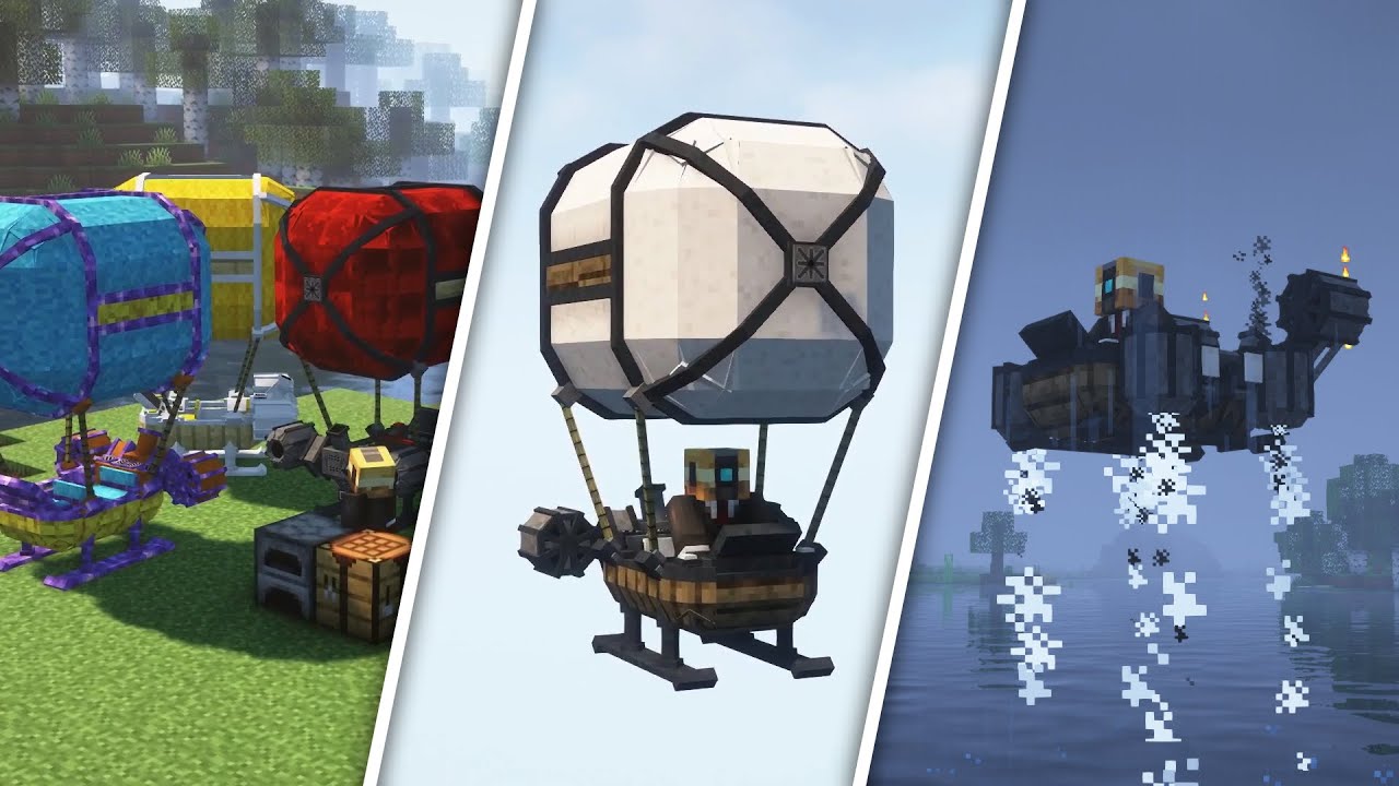 ViesCraft Machines Mod (1.19) | Steampunk AIRSHIPS & Hovercrafts! - YouTube