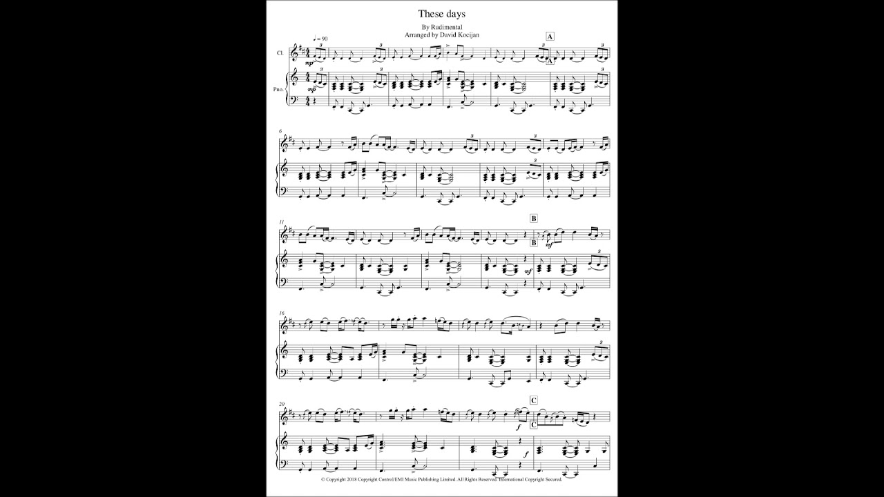 THESE DAYS by Rudimental - INTERMEDIATE sheet music - YouTube