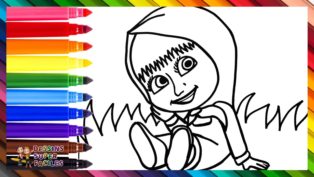 Dessiner Et Colorier Masha De Masha Et Michka 👧🏼🐻 Dessins Pour Enfants ...