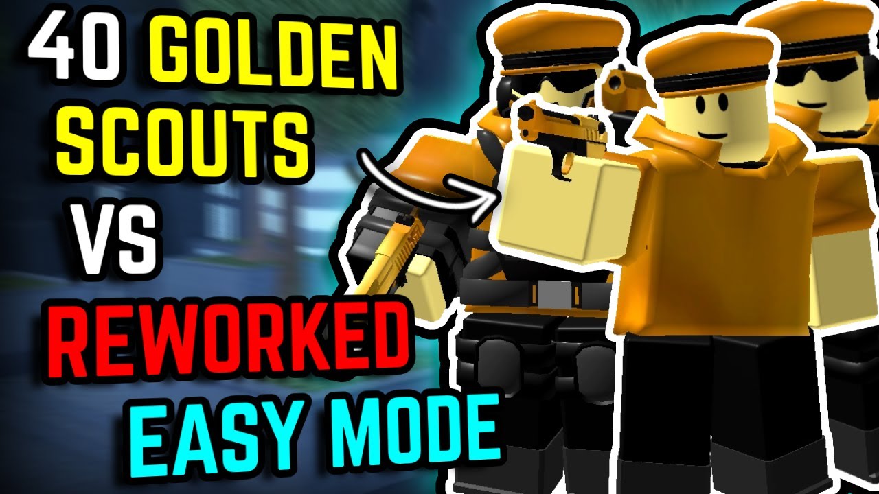 40 GOLDEN SCOUTS VS REWORKED EASY MODE | Roblox TDS - YouTube