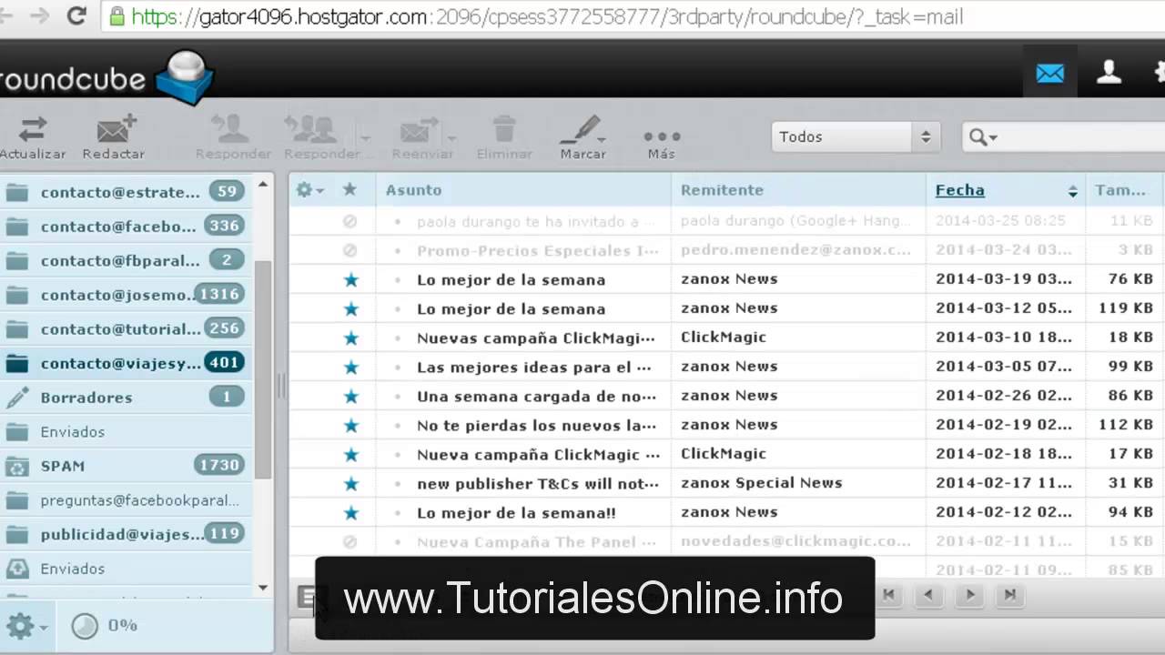 Como utilizar los emails de RoundCube de Webmail (Cpanel) - YouTube