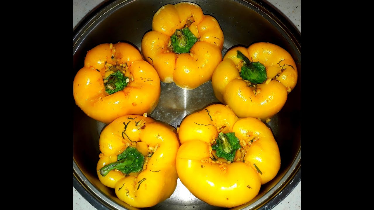 Sarı Biber Dolması Tarifi / Biber Dolması Nasıl Yapılır / Stuffed ...