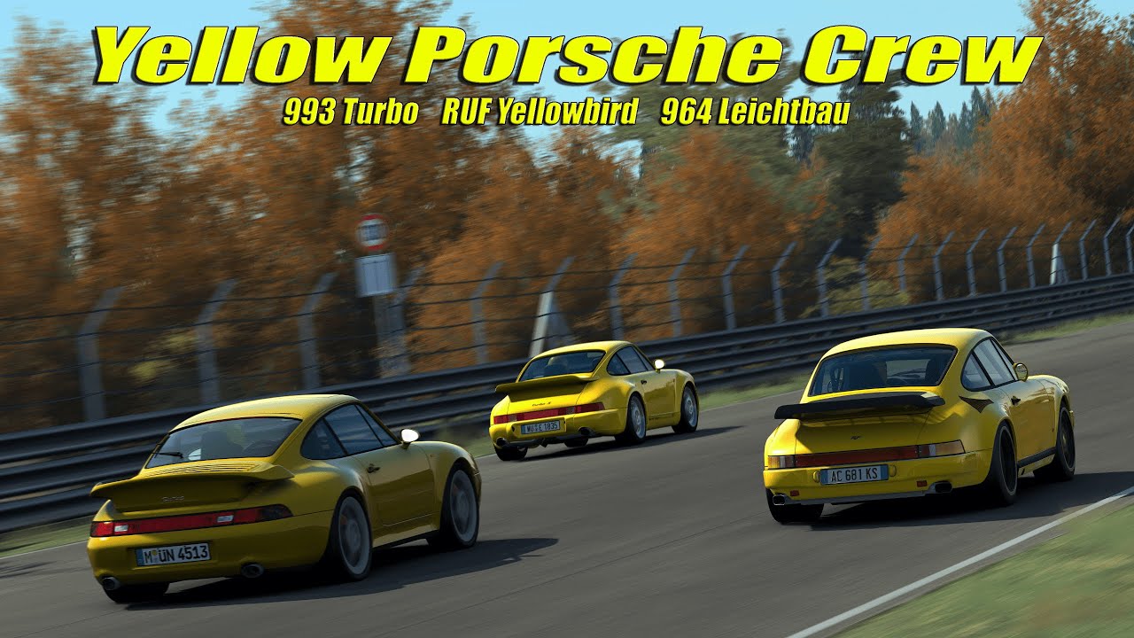 Online gameplay Yellow Porsche Crew / 993 Turbo, RUF Yellowbird, 964 ...
