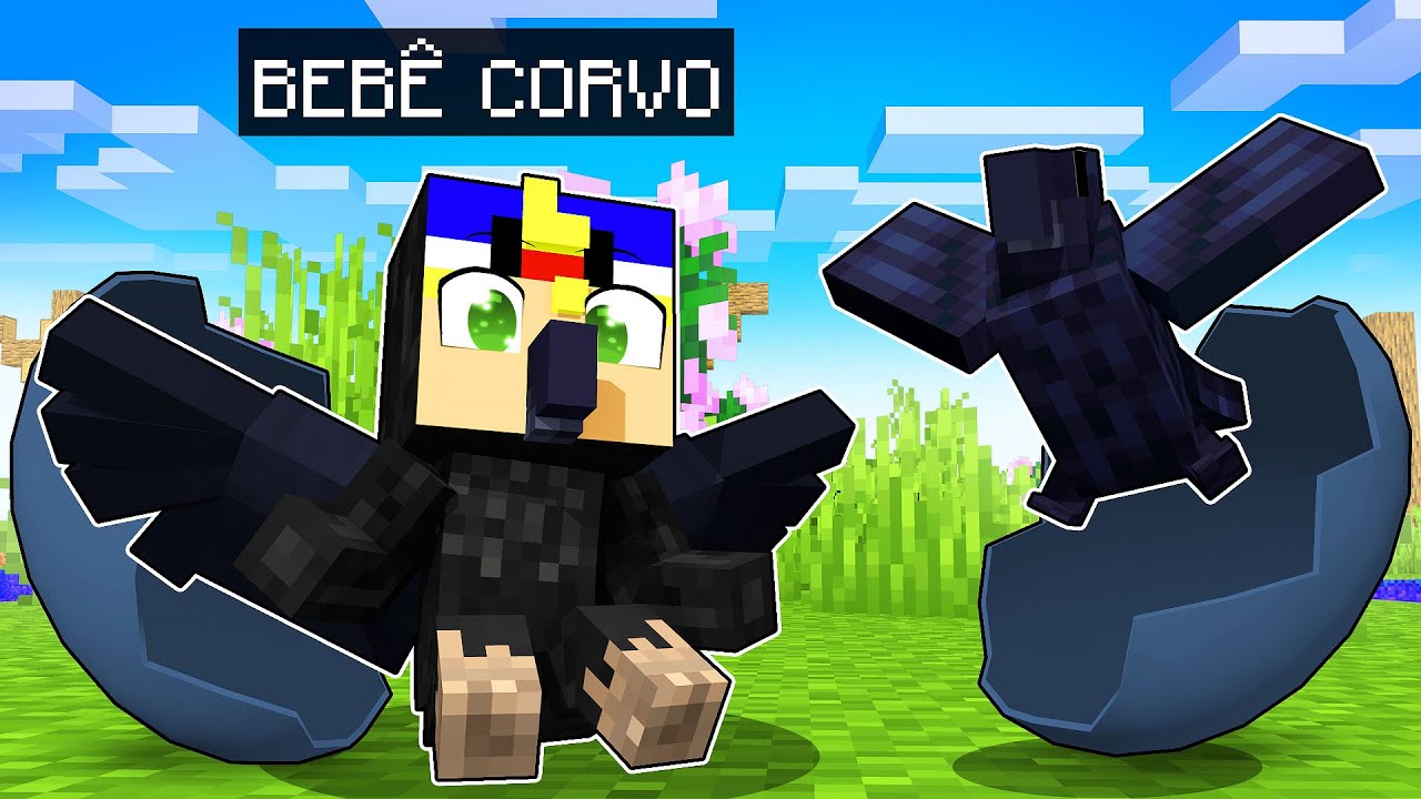 NASCI como um BEBÊ CORVO no Minecraft - YouTube