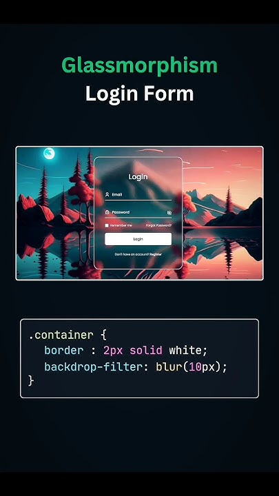 Glassmorphism Login Form🧑‍💻 Coding Programming Css Htmlcss Frontend Webdev Codewithlalit