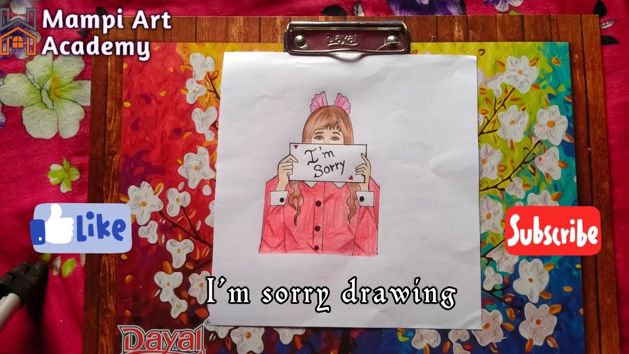 I am sorry drawing । Girl saying sorry drawing । Sad girl colored ...