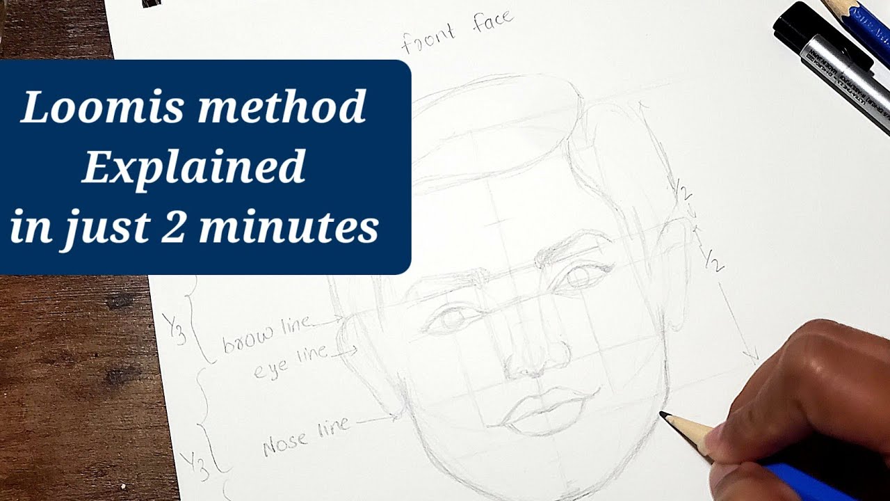 How to Draw Freehand Portrait using Loomis Method | Front face step-by-step Tutorial for ...