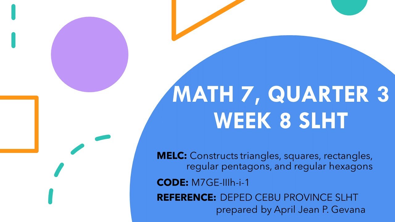 MATH 7 Quarter 3 WEEK 8 SLHT - YouTube