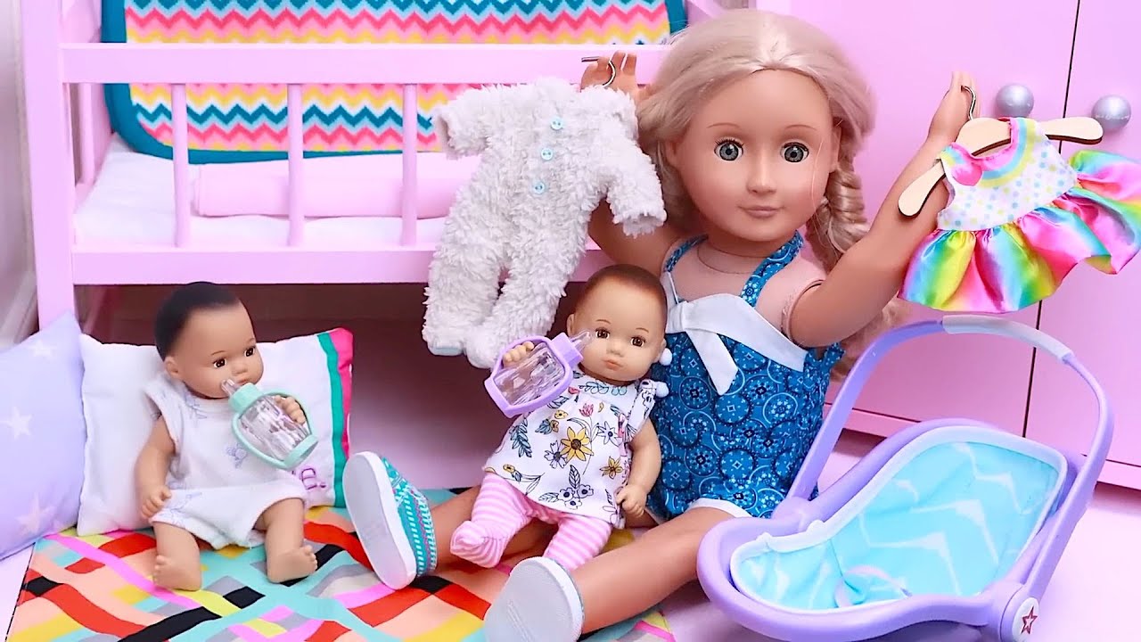 Play Dolls compilation of family morning routines with twins! - YouTube