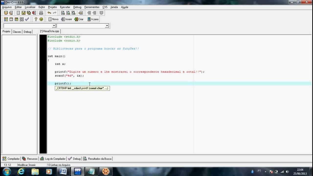 Linguagem C - Decimal para Octal e Hexadecimal - YouTube