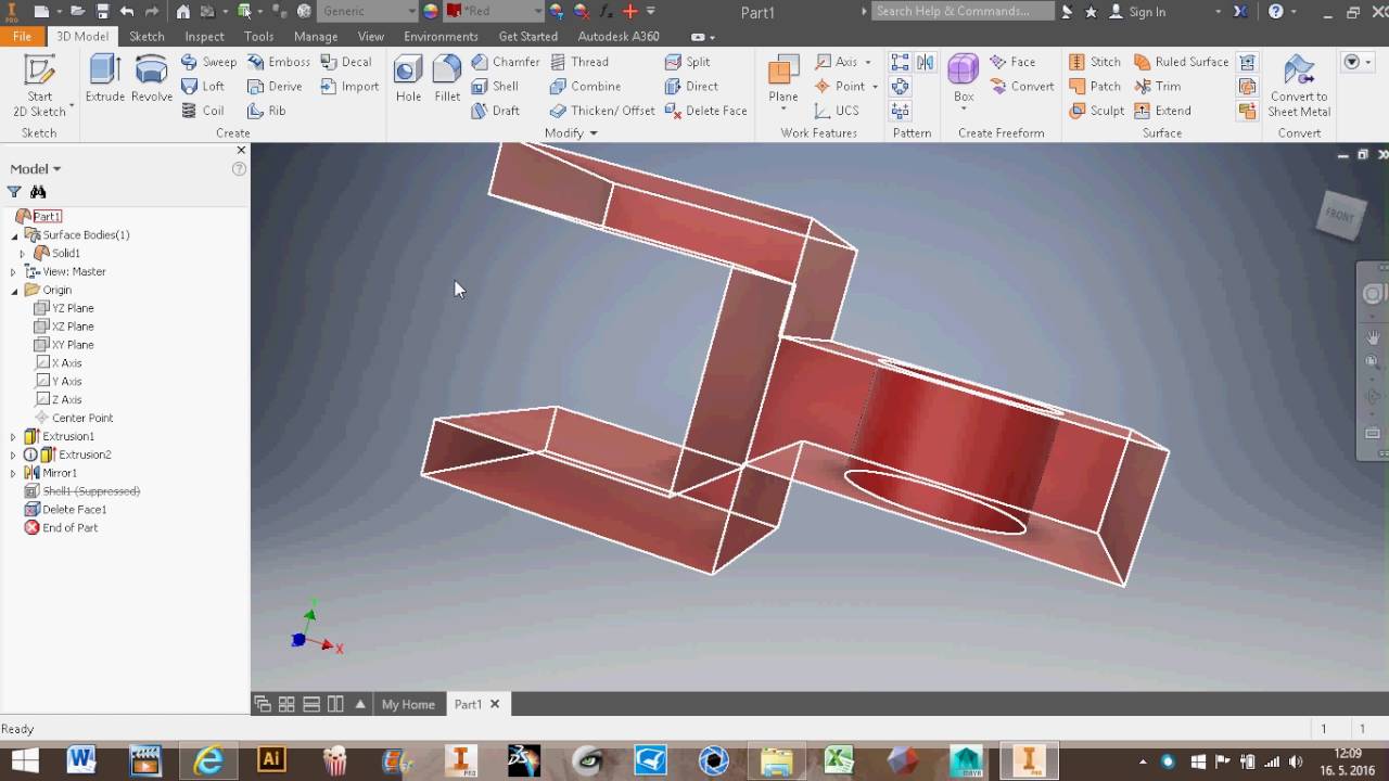 Shell component Autodesk Inventor - YouTube