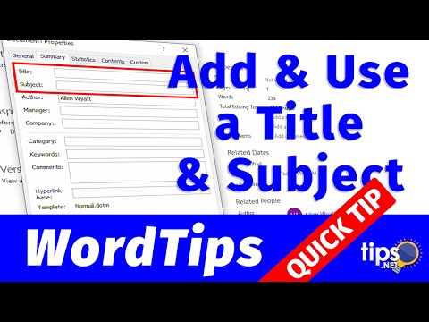 Adding and Using a Document Title and Subject - YouTube