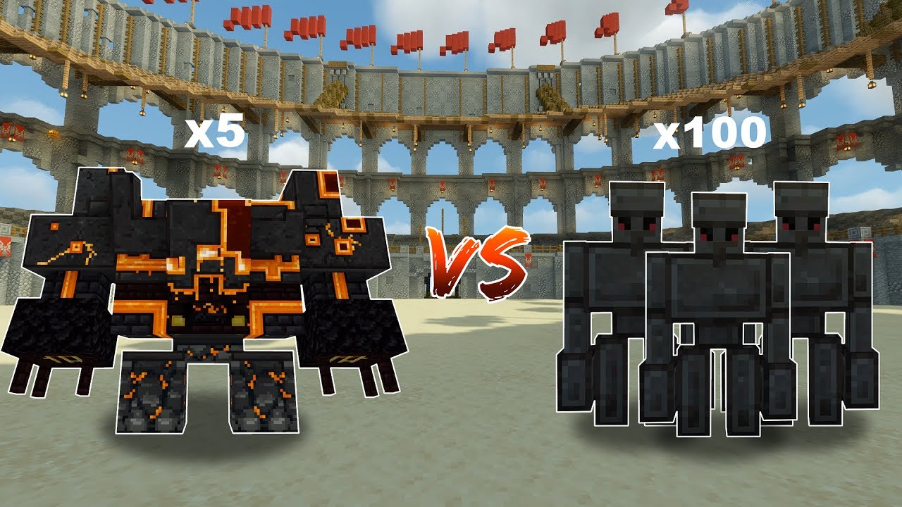 x5 Netherite Monstrosity vs x100 Netherite Golems in Minecraft - YouTube