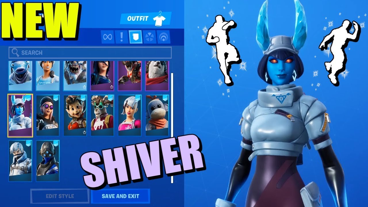 FORTNITE SHIVER SKIN w/ALL POPULAR DANCE EMOTES - YouTube
