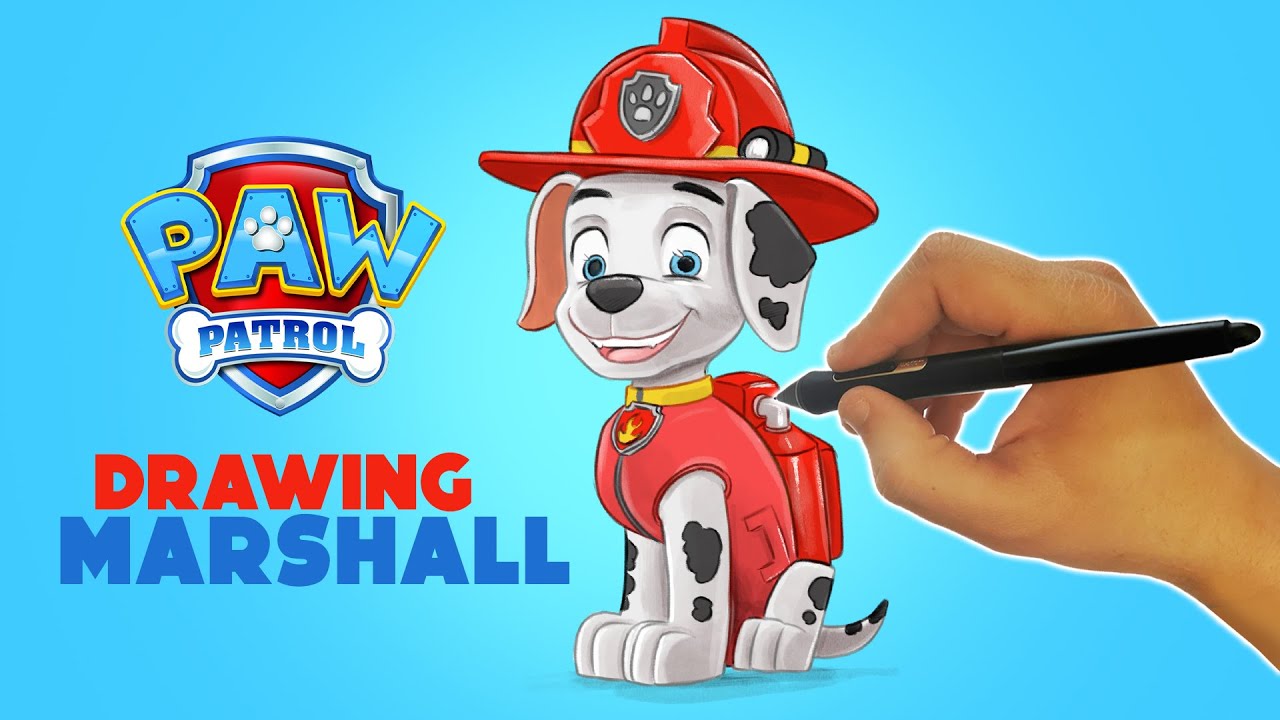 How to draw MARSHALL | PAW Patrol drawing video for kids - YouTube