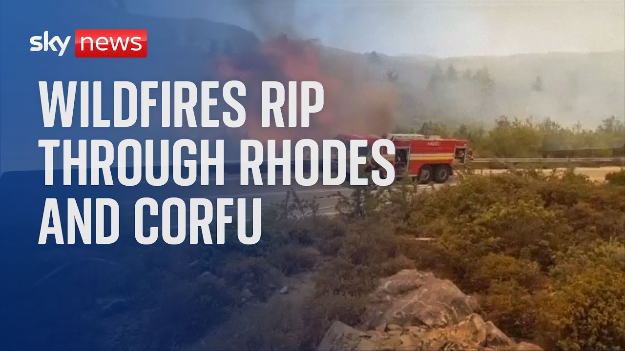 Wildfires: Corfu and Rhodes 'in crisis' as fires blaze on islands - YouTube