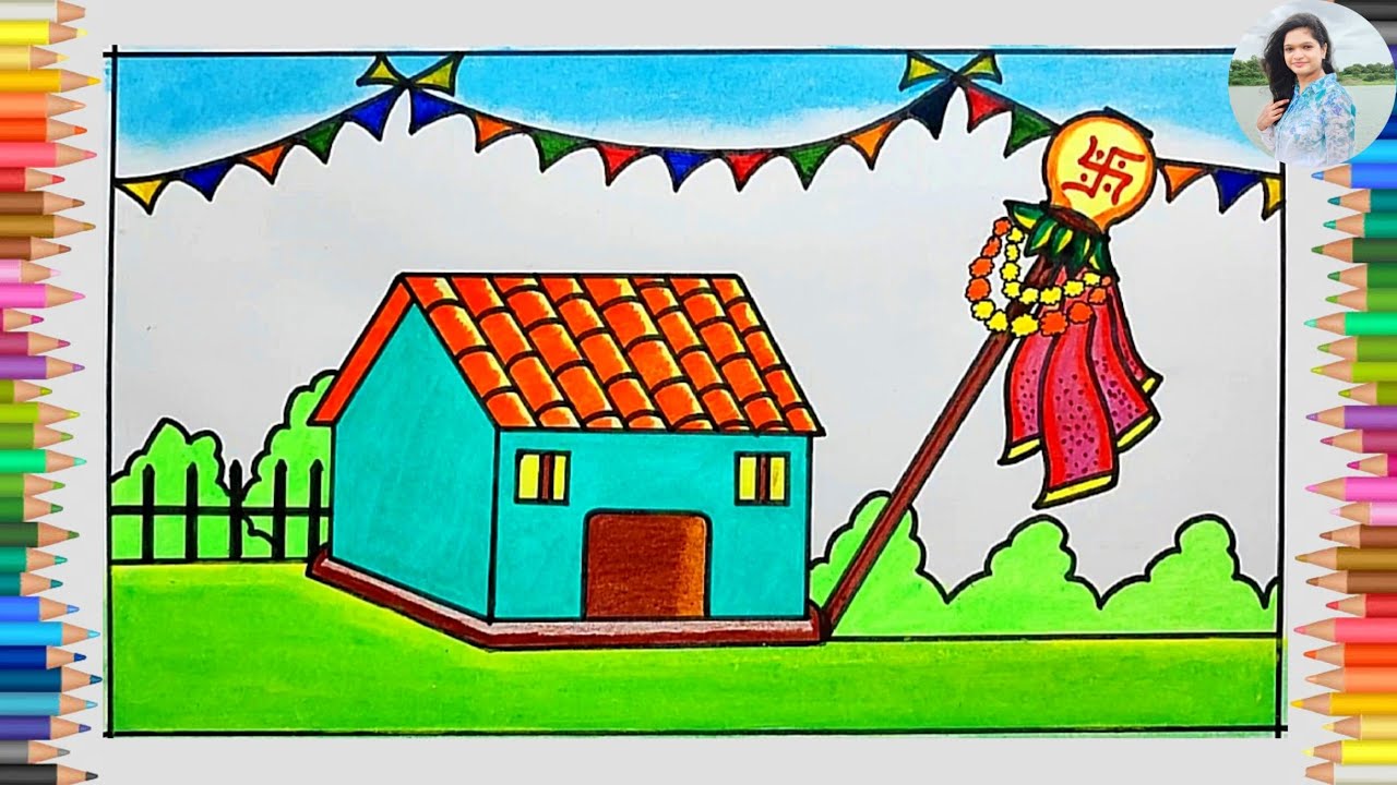 Happy Gudi Padwa Drawing | Gudi Padwa Festival Drawing | How to Draw ...