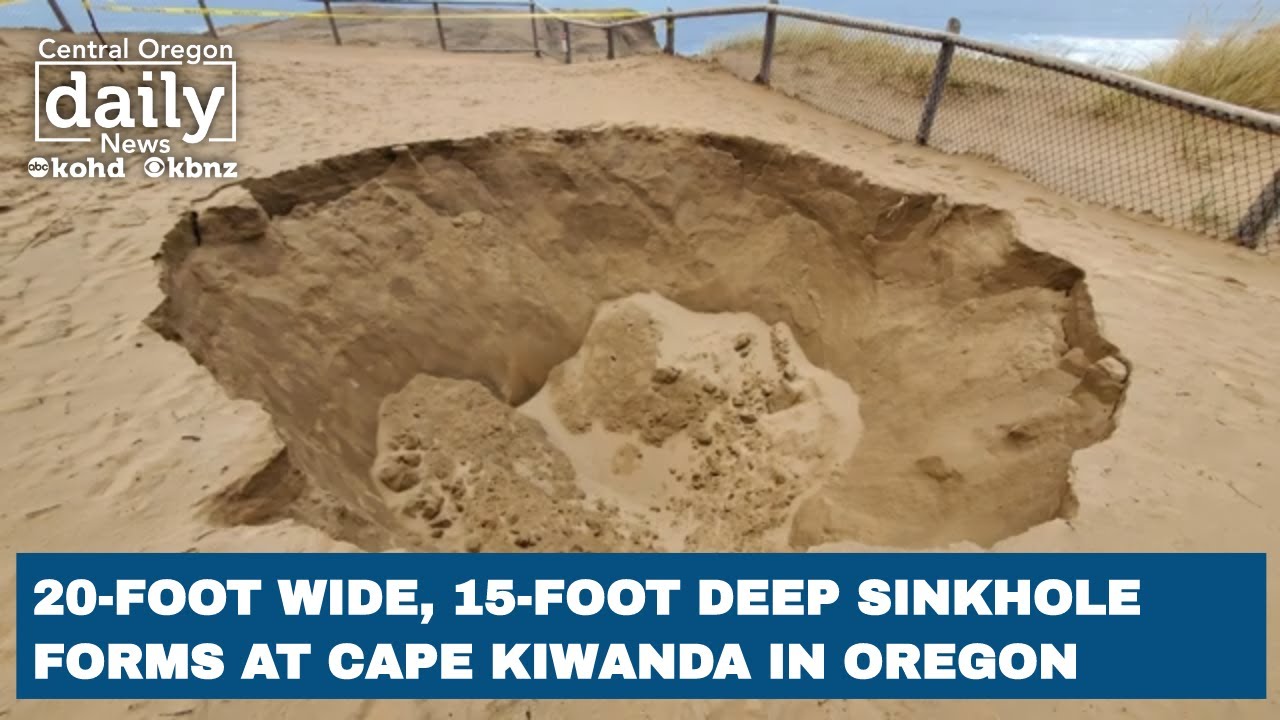 20-foot-wide sinkhole forms at Cape Kiwanda on Oregon coast - YouTube
