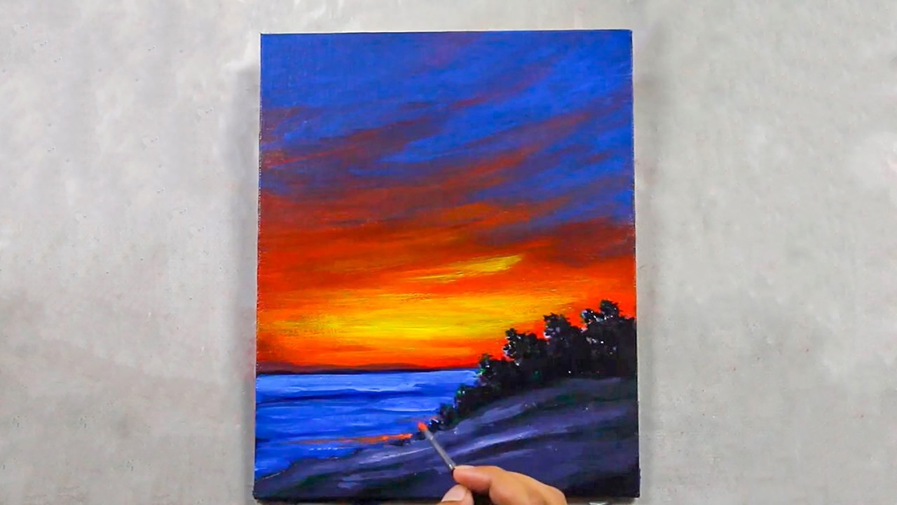 Beginner’s Guide to Acrylic Sunset Landscape Painting | Quick and Easy ...
