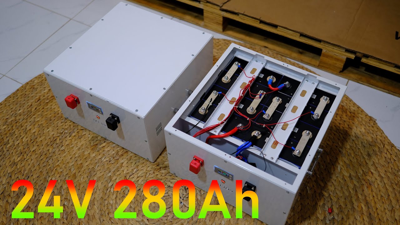 Pin 24V 280Ah Lifepo4 lưu trữ điện mặt trời và dự phòng - YouTube