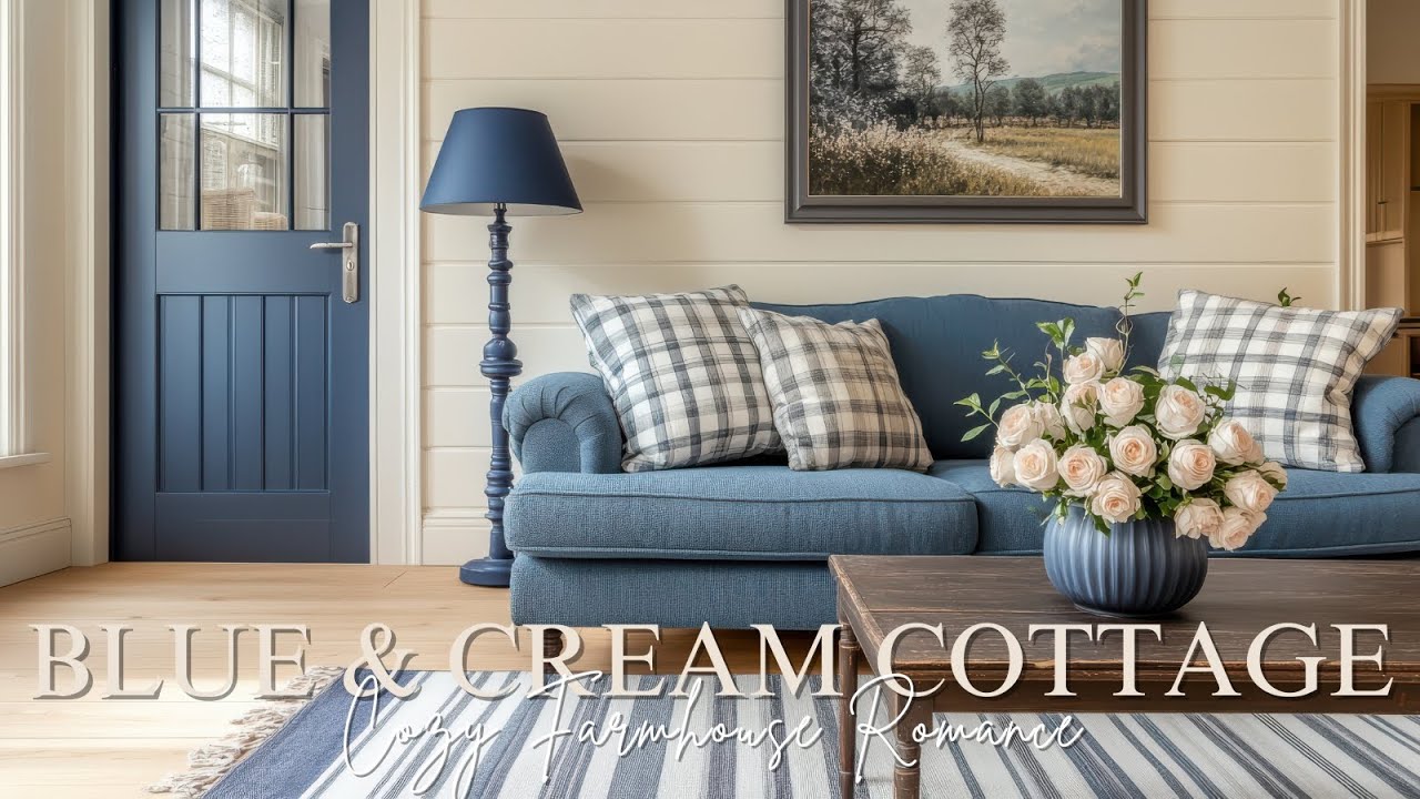 Charming Blue & Cream Cottage Makeover: Cozy Farmhouse Romance with ...
