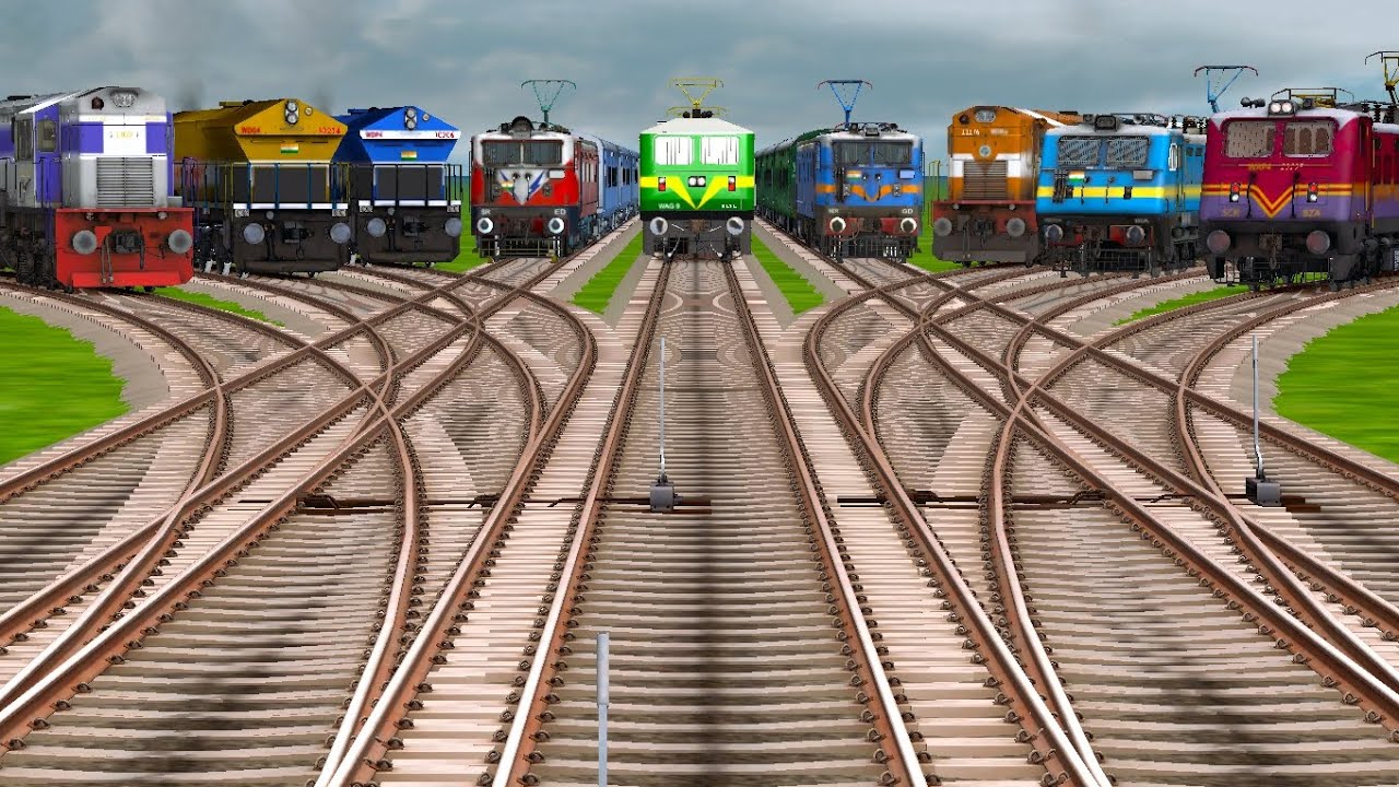 9️⃣ REALISTIC TRAINS CROSSING ON BUMPY DIAMOND RAILROAD TRACK / train ...
