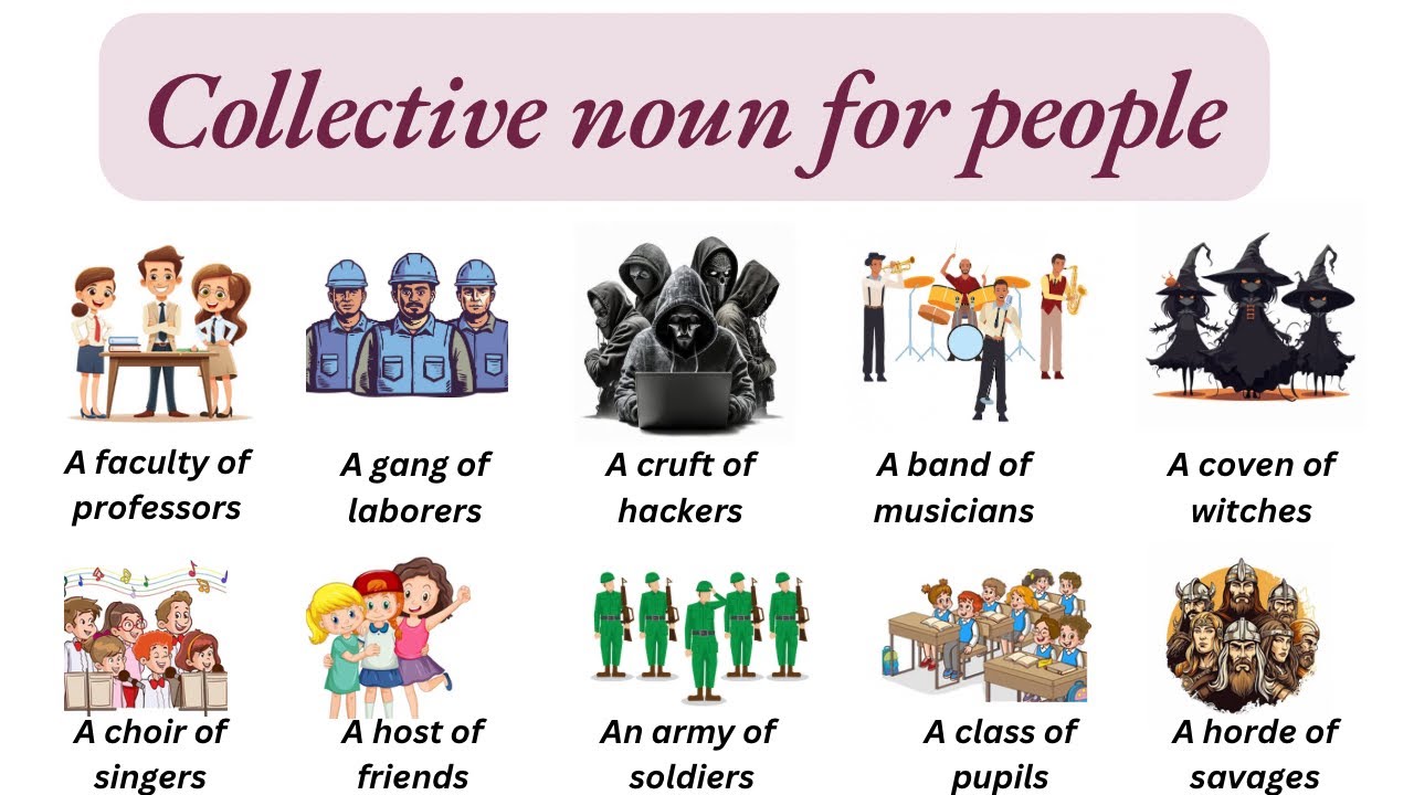 Collective nouns for People: English vocabulary - YouTube