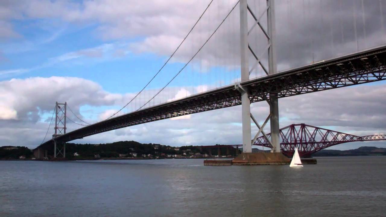 Sailing Boat Under Forth Road Bridge Firth Of Forth Scotland September ...