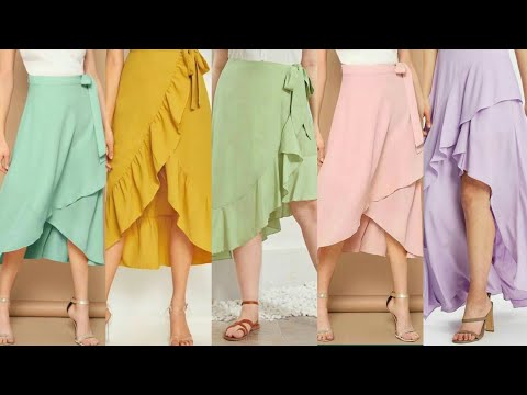 Most demanding and amazing over lap flayer plain chiffon midi skirts designs for ladies 2020
