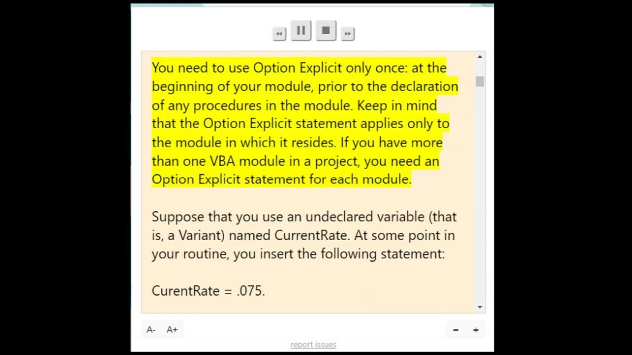 Understand the VBA objects and procedures Essential VBA Language Elements - YouTube