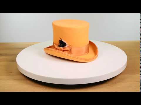 Ferrecci Orange Wool Top Hat with Satin Lining & Grosgrain Ribbon