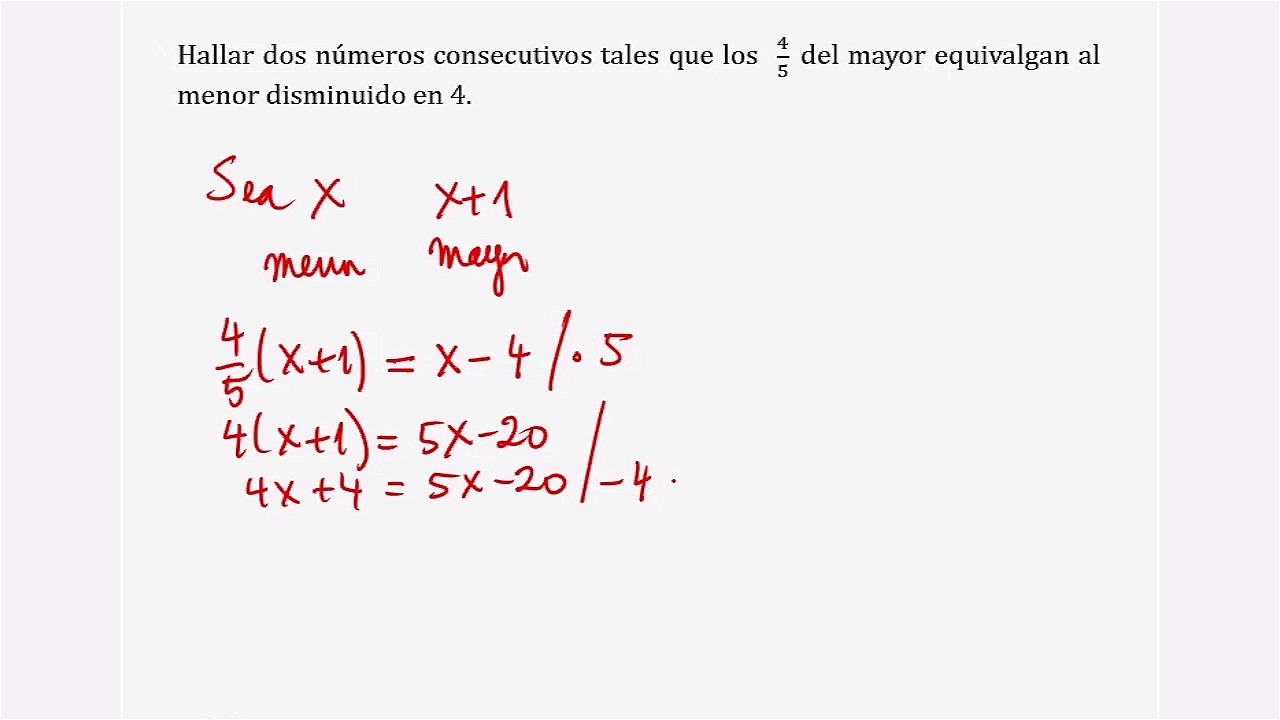 Resolución de dos números consecutivos usando fracciones - YouTube
