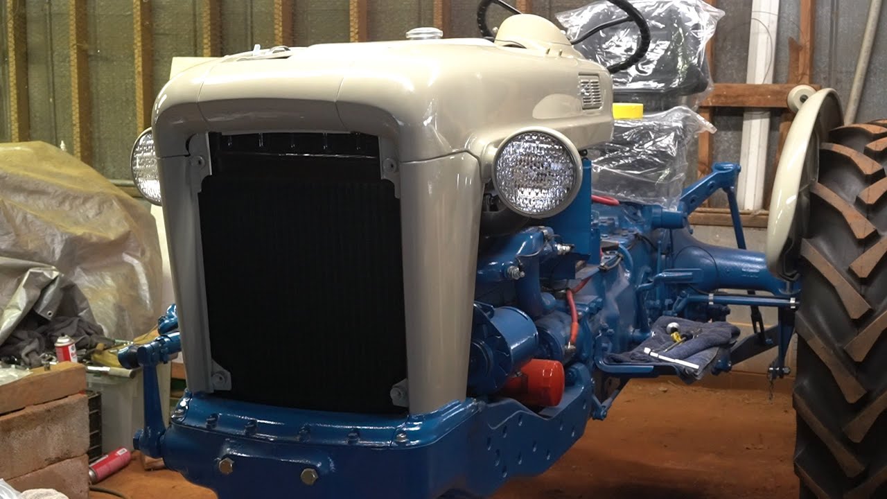 Installing hood on 1964 Ford Tractor - YouTube