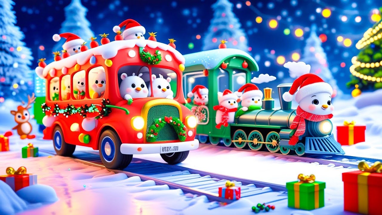 Wheels On The Bus Nursery Rhymes | Christmas Version | KidssVenture ...