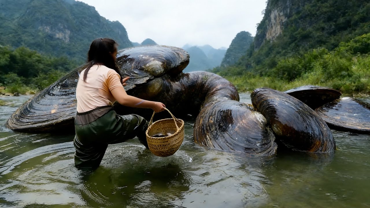 Discovered an incredible treasure trove of clams, with super large ...