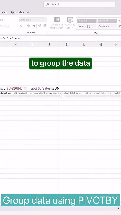 How to use pivotby function to group data #excel #exceltips #exceltutorial - YouTube