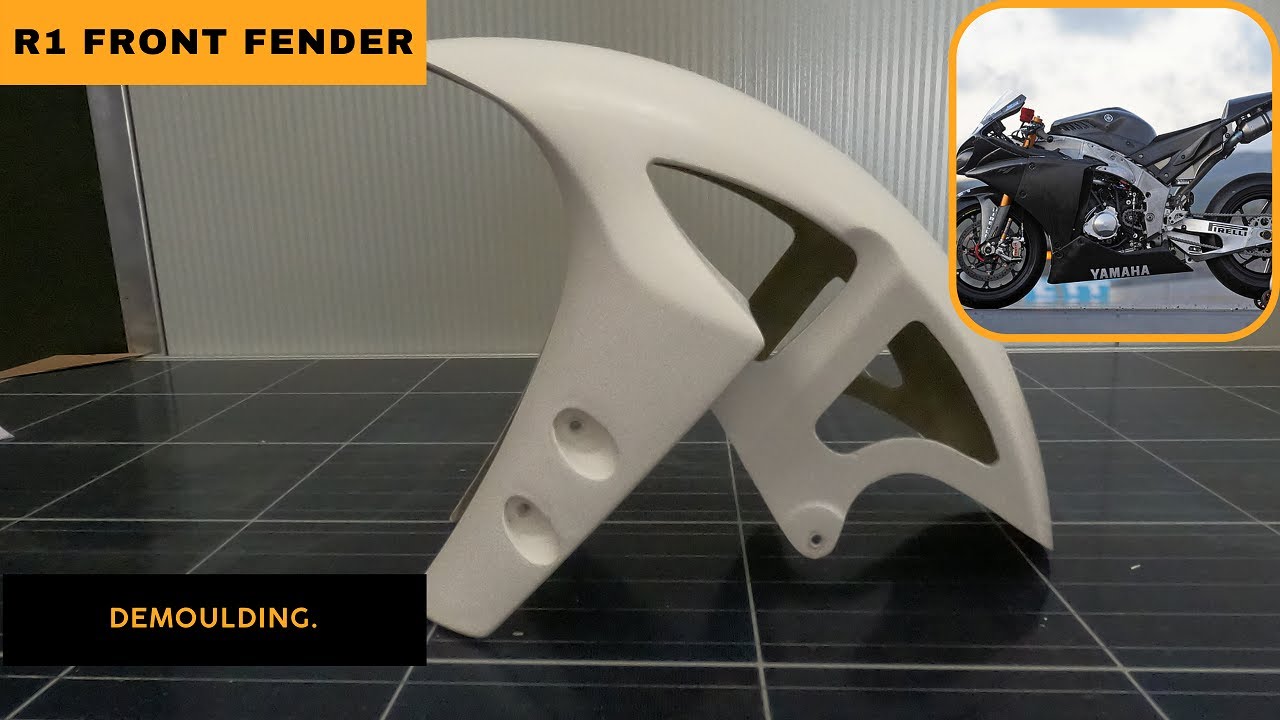 Demoulding Yamaha R1 front race fender made of fiberglass. - YouTube