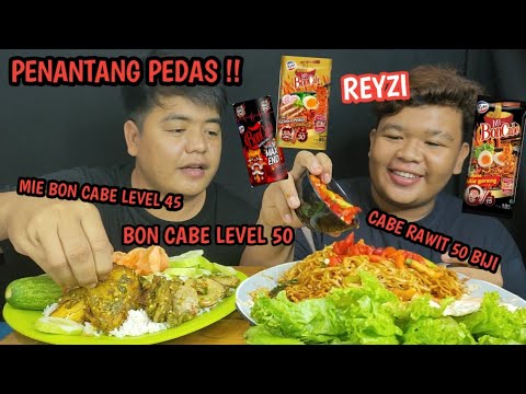 CHALLENGE EXTREME!! MAKAN MIE BON CABE LEVEL 45 TOPING CABE RAWIT 50 ...