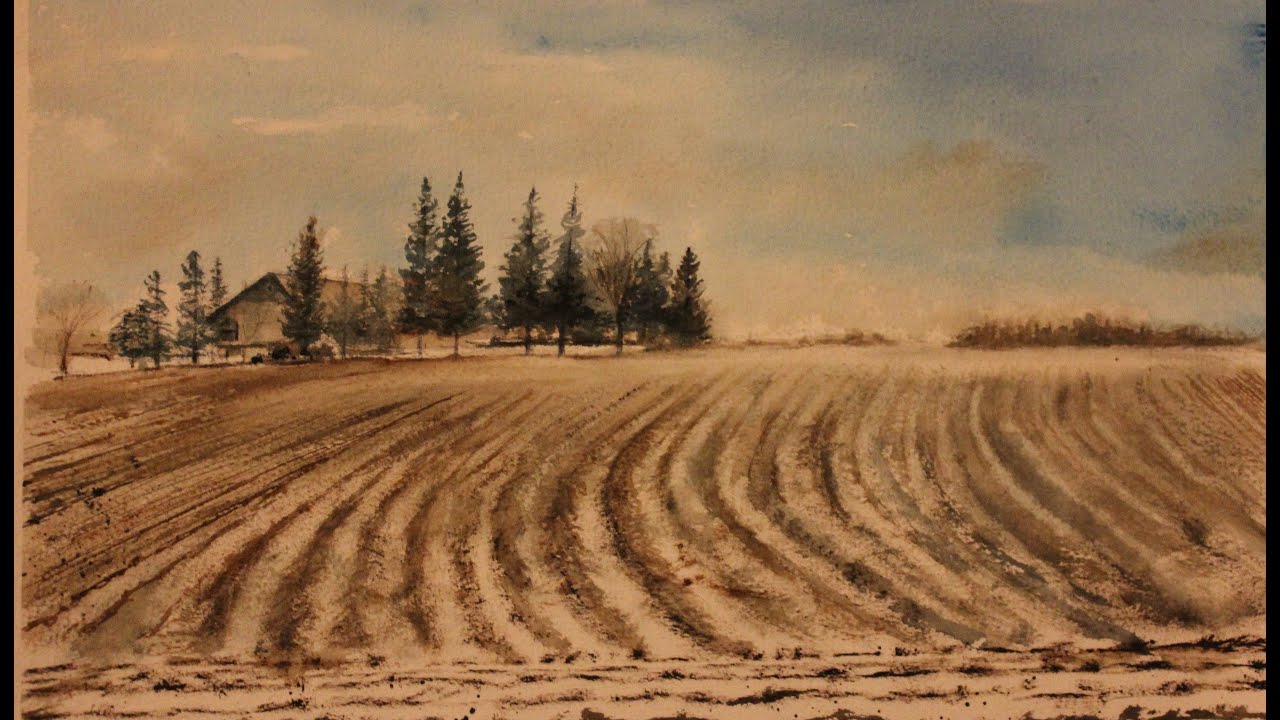 Painting Frosty Fields Using Dry-brushing And Wax Resist - YouTube