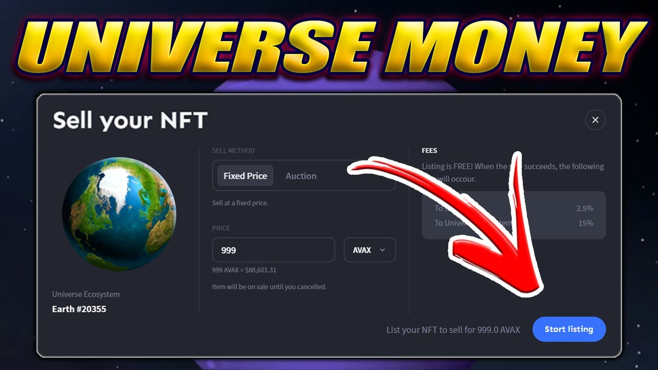 UNIVERSE MONEY HOW TO SELL YOUR PLANET NFT (UNIV.MONEY $UNIV GUIDE ...